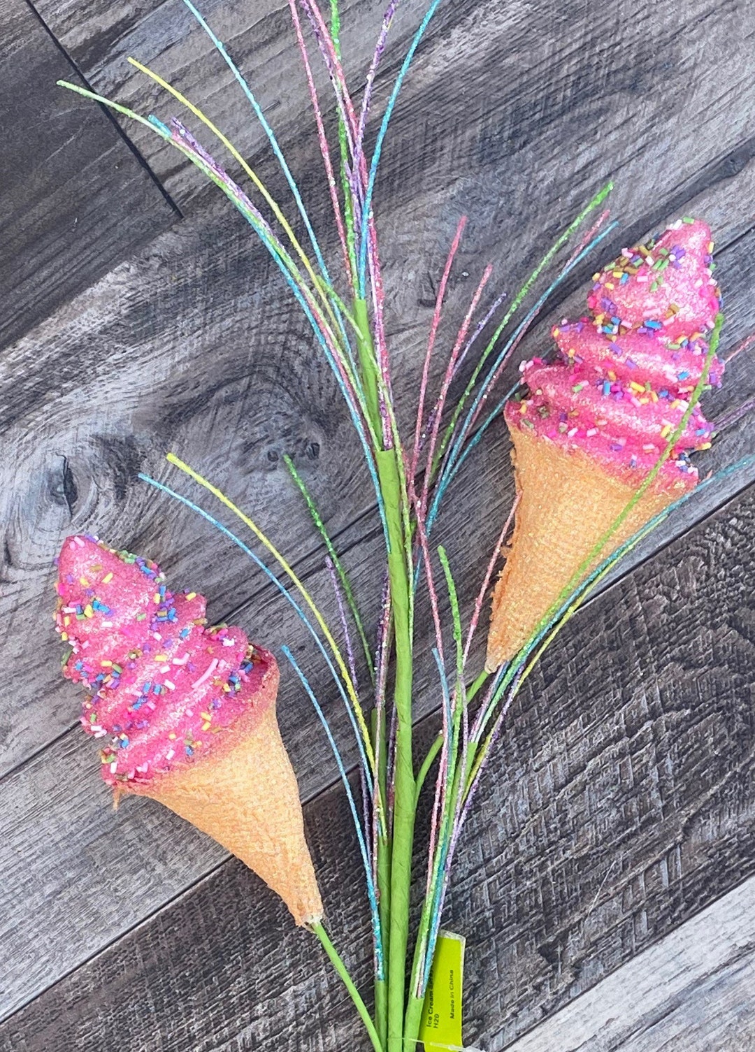 Pink Ice Cream Cone Spray With Sprinkles - 20" Summer Decor - Etsy