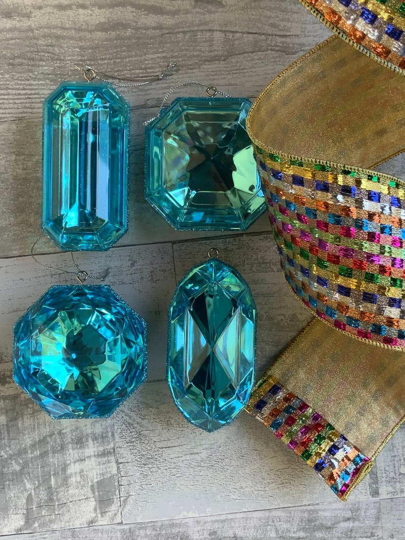 Light Blue Acrylic Jewel Ornaments, Set of 4 - Etsy