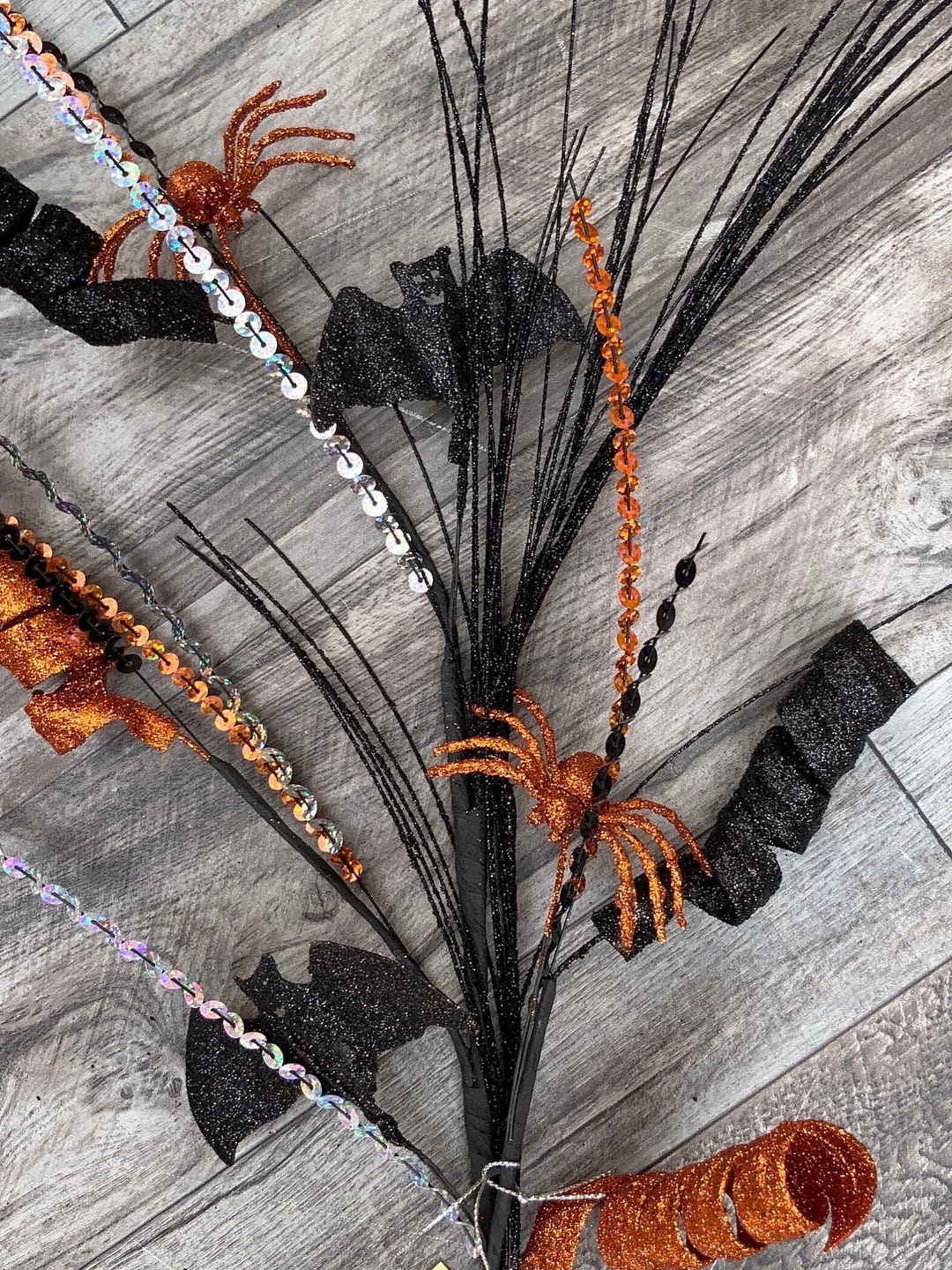Halloween Spray, Black, Orange, Glitter Bats, Spiders, Mark Roberts, 28 ...