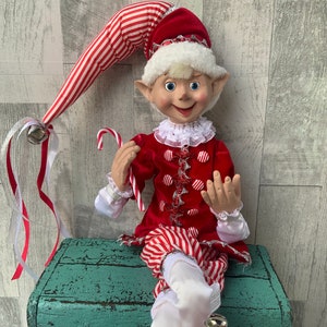 Elf, 30 Posable Elf, Red & White, Peppermint, Lollipop, Santas Helper ...