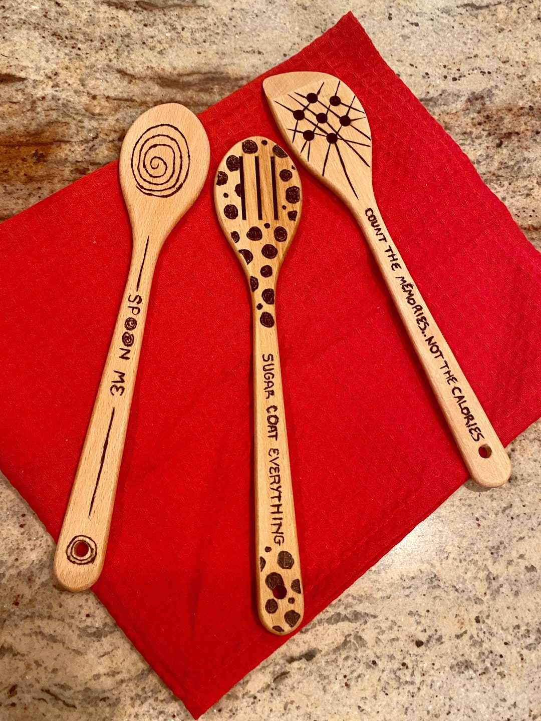 Wood Burned Spoon Set*decorative Kitchen Spoons*funny Kitchen Quotes ...