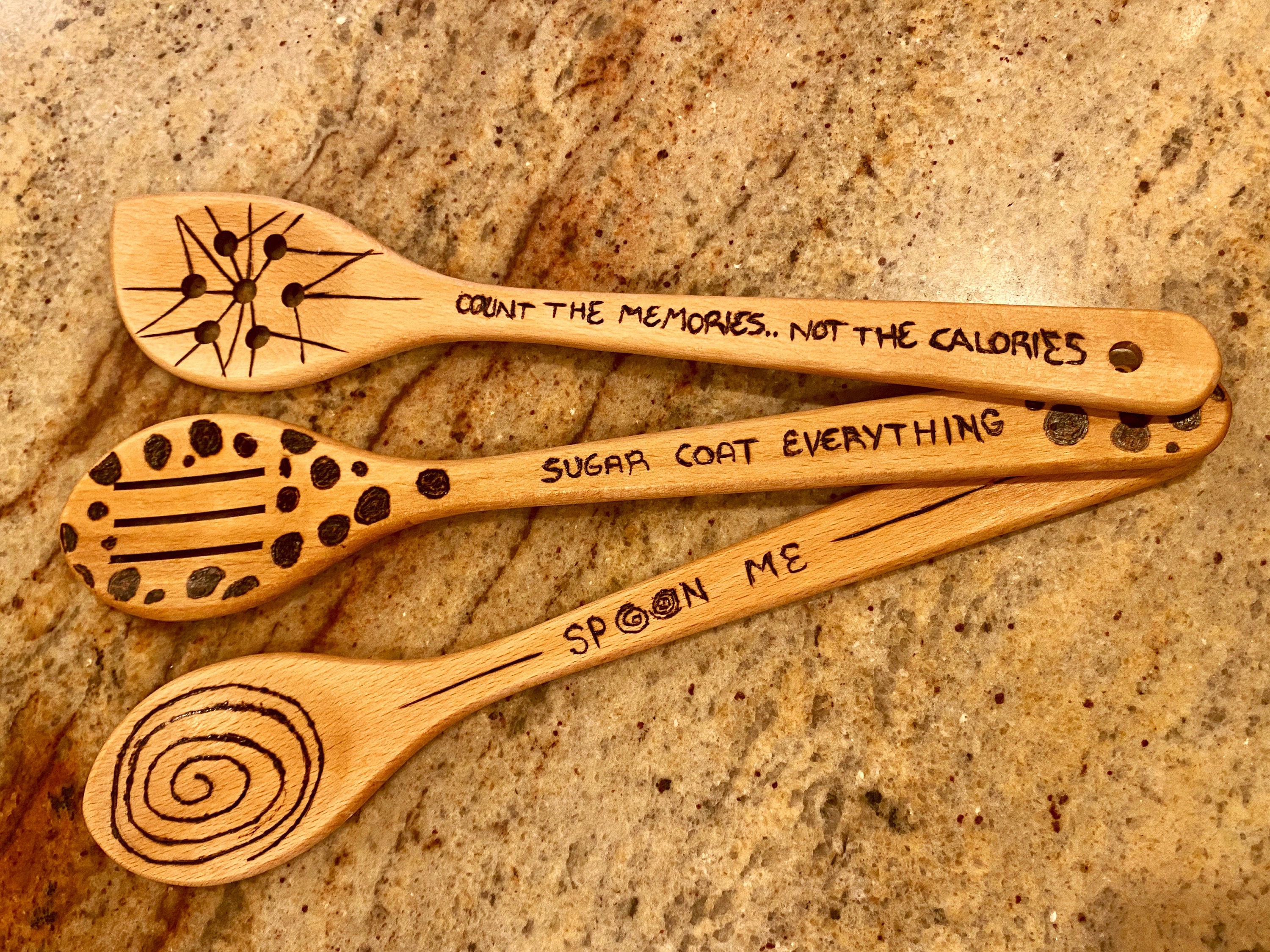 Wood Burned Spoon Set*decorative Kitchen Spoons*funny Kitchen Quotes ...