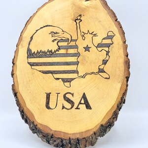 Patriotic Wood Sign*usa Art*wood Burned Sign*love America*rustic Wall ...