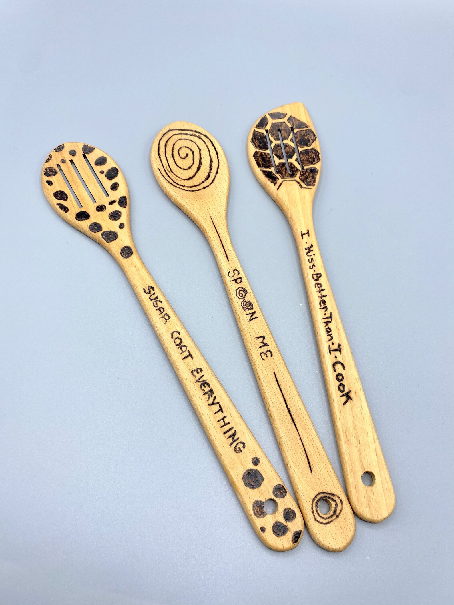 Wood Burned Spoon Setdecorative Kitchen Spoonsfunny Kitchen - Etsy