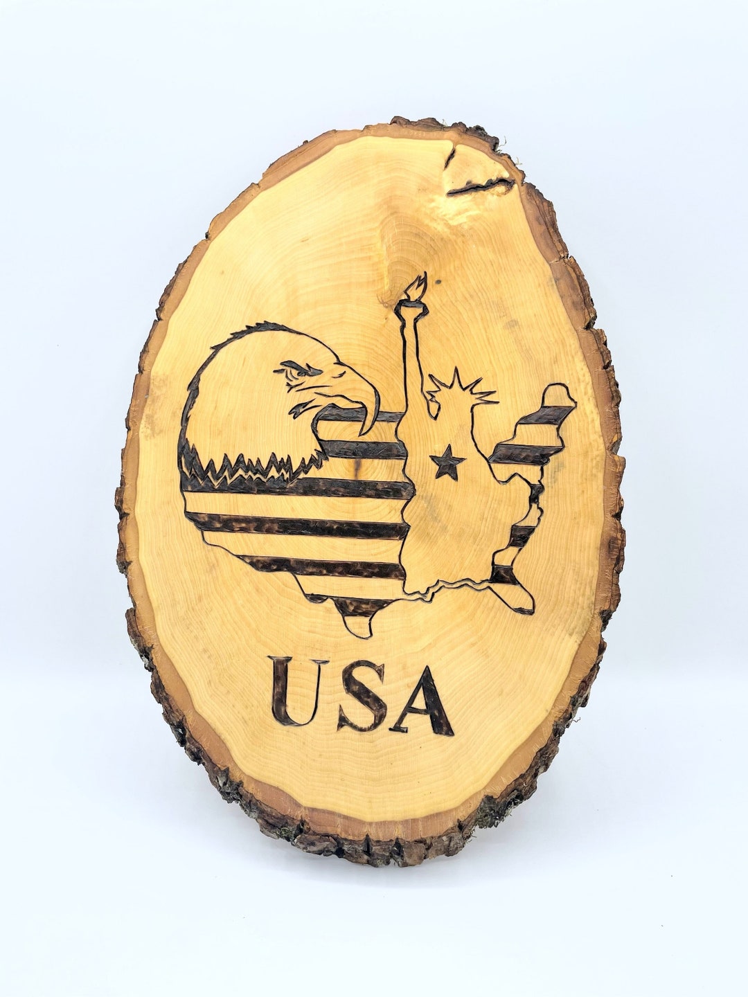 Patriotic Wood Sign*usa Art*wood Burned Sign*love America*rustic Wall ...