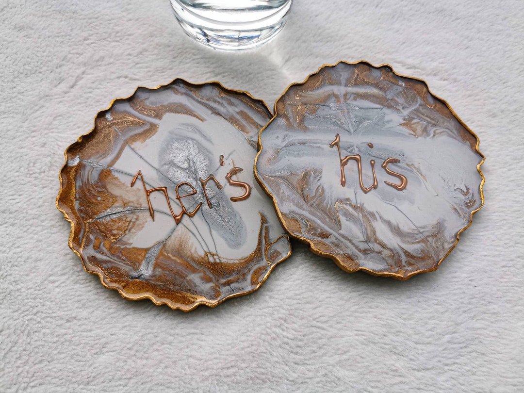 Resin Coaster, Set of 2, Made of Epoxy Resin, His and Her's Lettering ...
