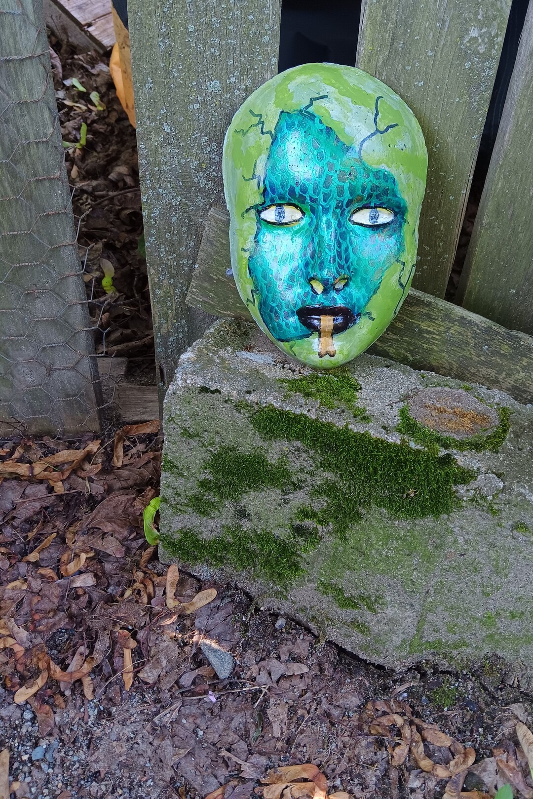 Snake Hatching Face Canvas Concrete Mask Wall Hanging Painting - Etsy