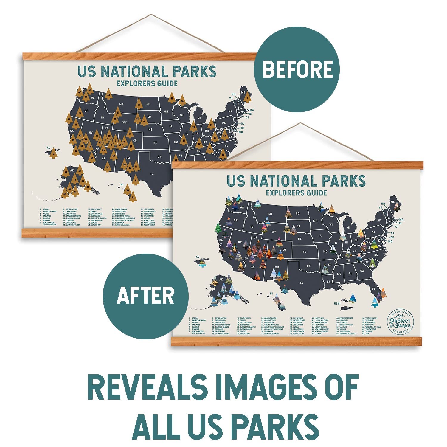 USA National Park Scratch off Map + Magnetic Frame - Scratch off Travel ...