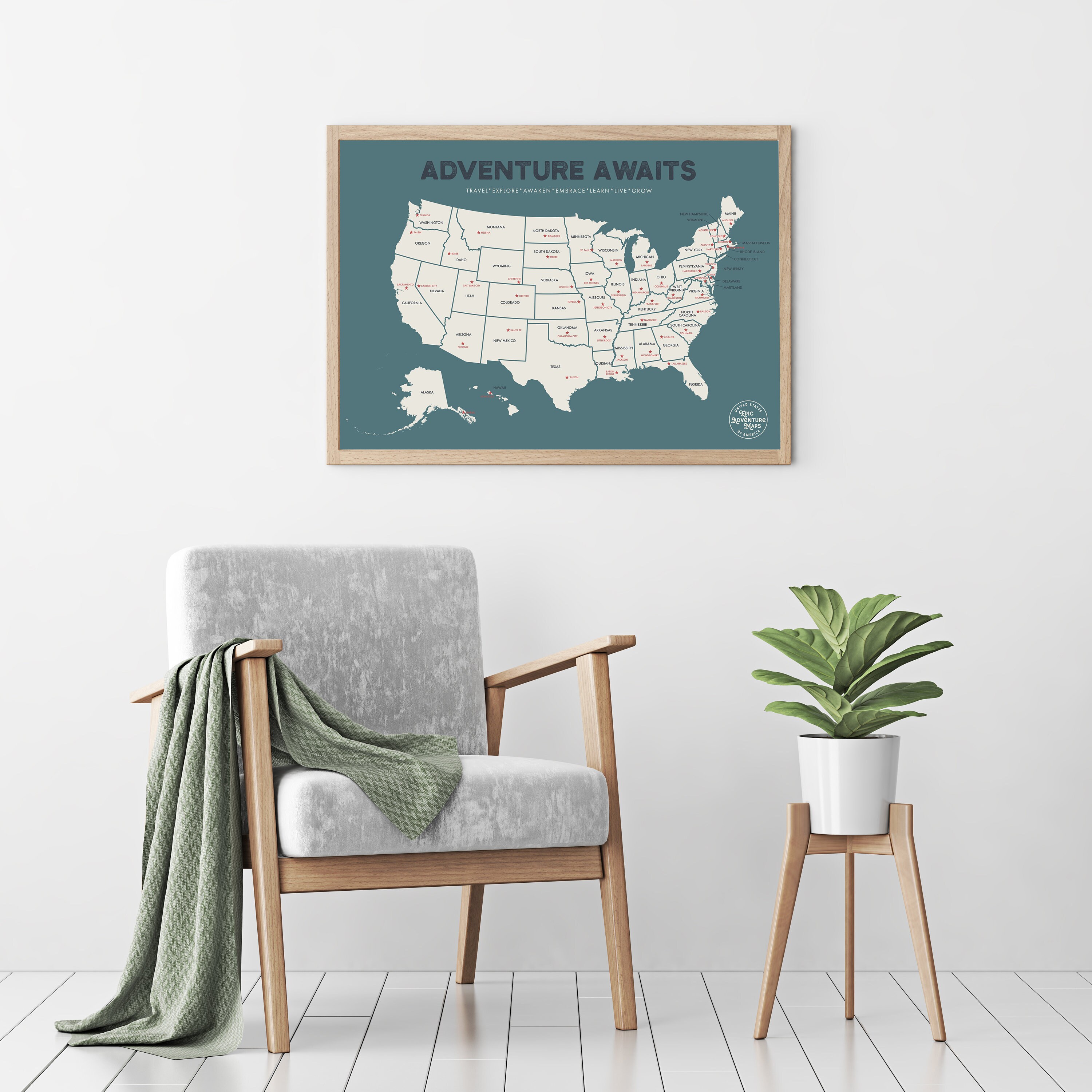 USA Push Pin Map Poster - Travel Map to Track Your Travels Around the ...