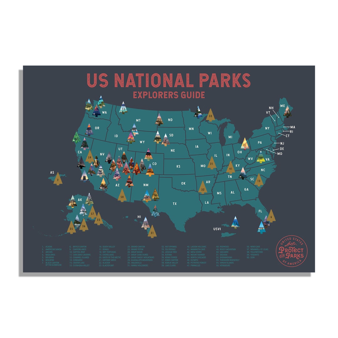 National Park Scratch off Map Scratch off Travel Poster Reveals Images ...
