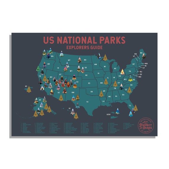 National Park Scratch off Map Scratch off Travel Poster - Etsy