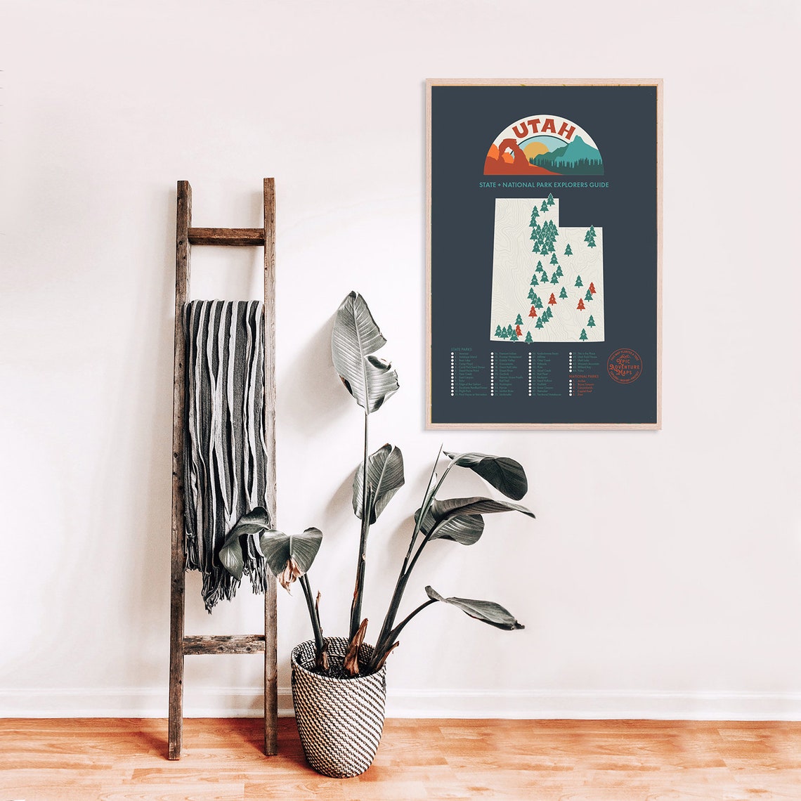 Utah State Parks Poster Gorgeous Map of Utah Featuring | Etsy