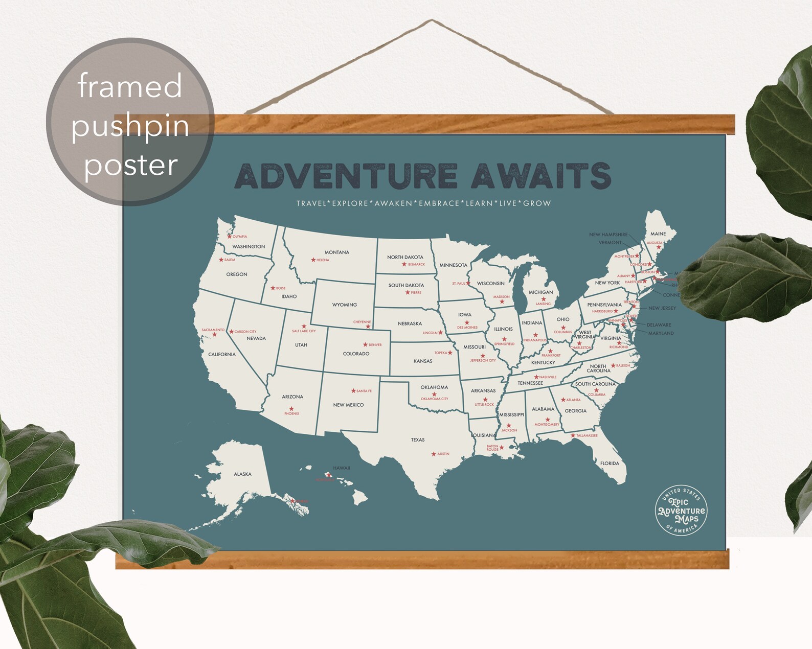 USA Push Pin Map Poster - Travel Map to Track Your Travels Around the ...