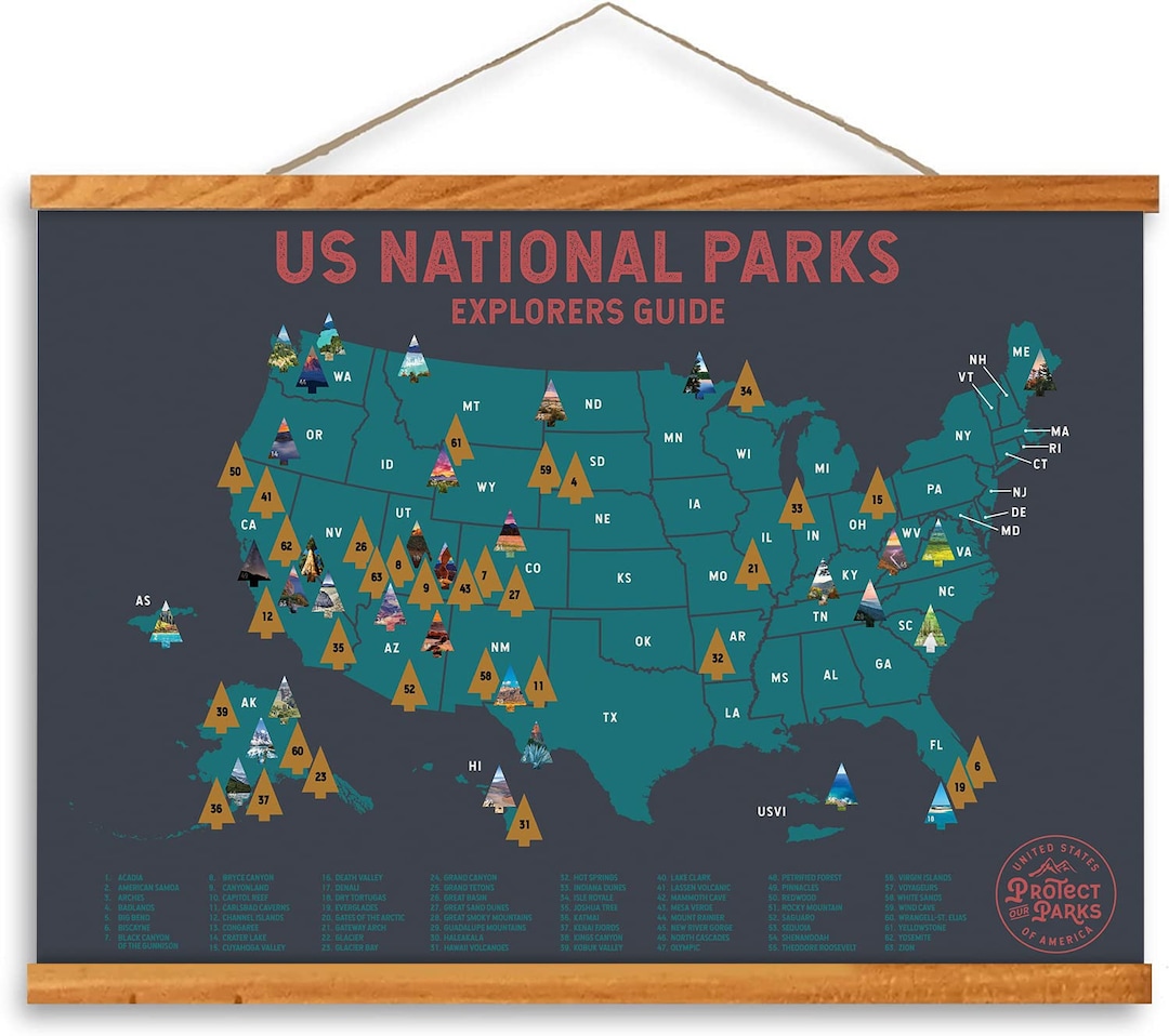 USA National Park Scratch off Map - Scratch off Travel Poster Reveals ...