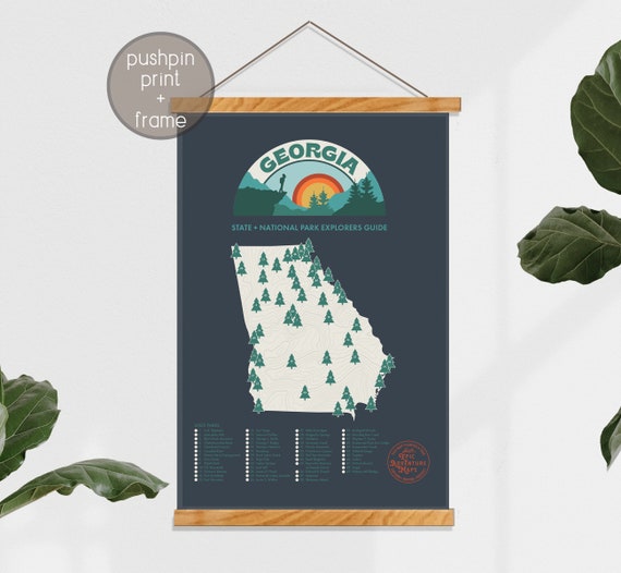 Georgia State Parks Poster Gorgeous Map of Georgia Featuring - Etsy