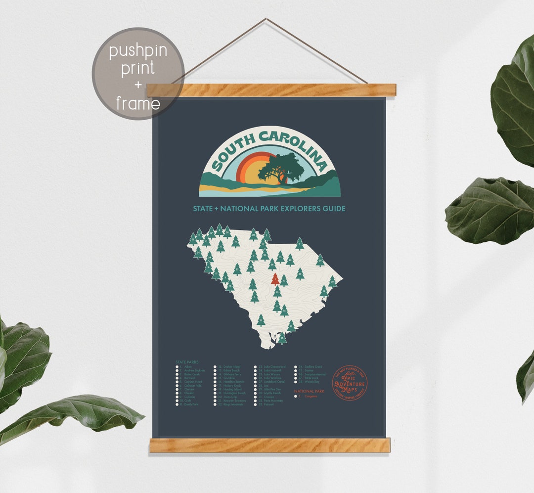 South Carolina State Parks Poster, Gorgeous Map of South Carolina ...