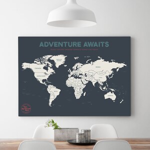 Pushpin World Travel Map Poster - Mark Travels Around the World - Great ...