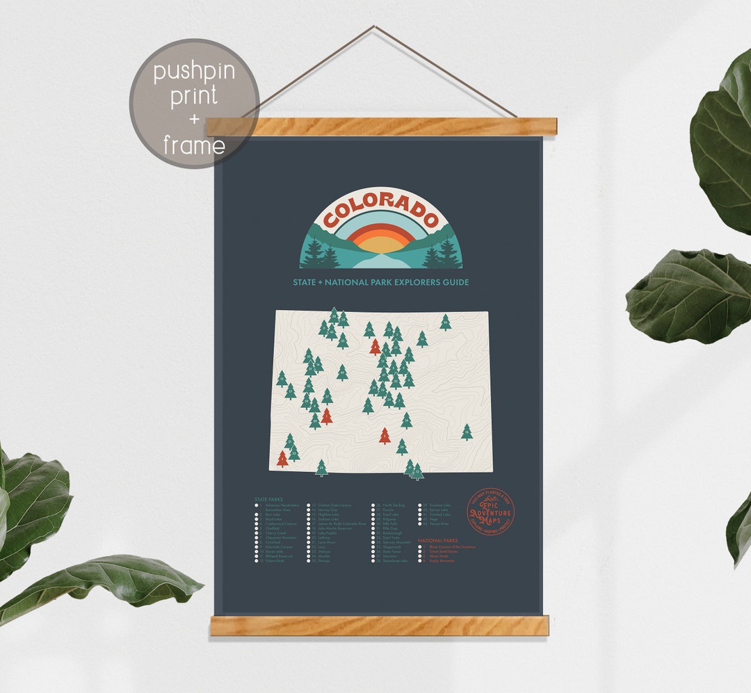 Colorado State Parks Poster, Gorgeous Map of Colorado Featuring ...