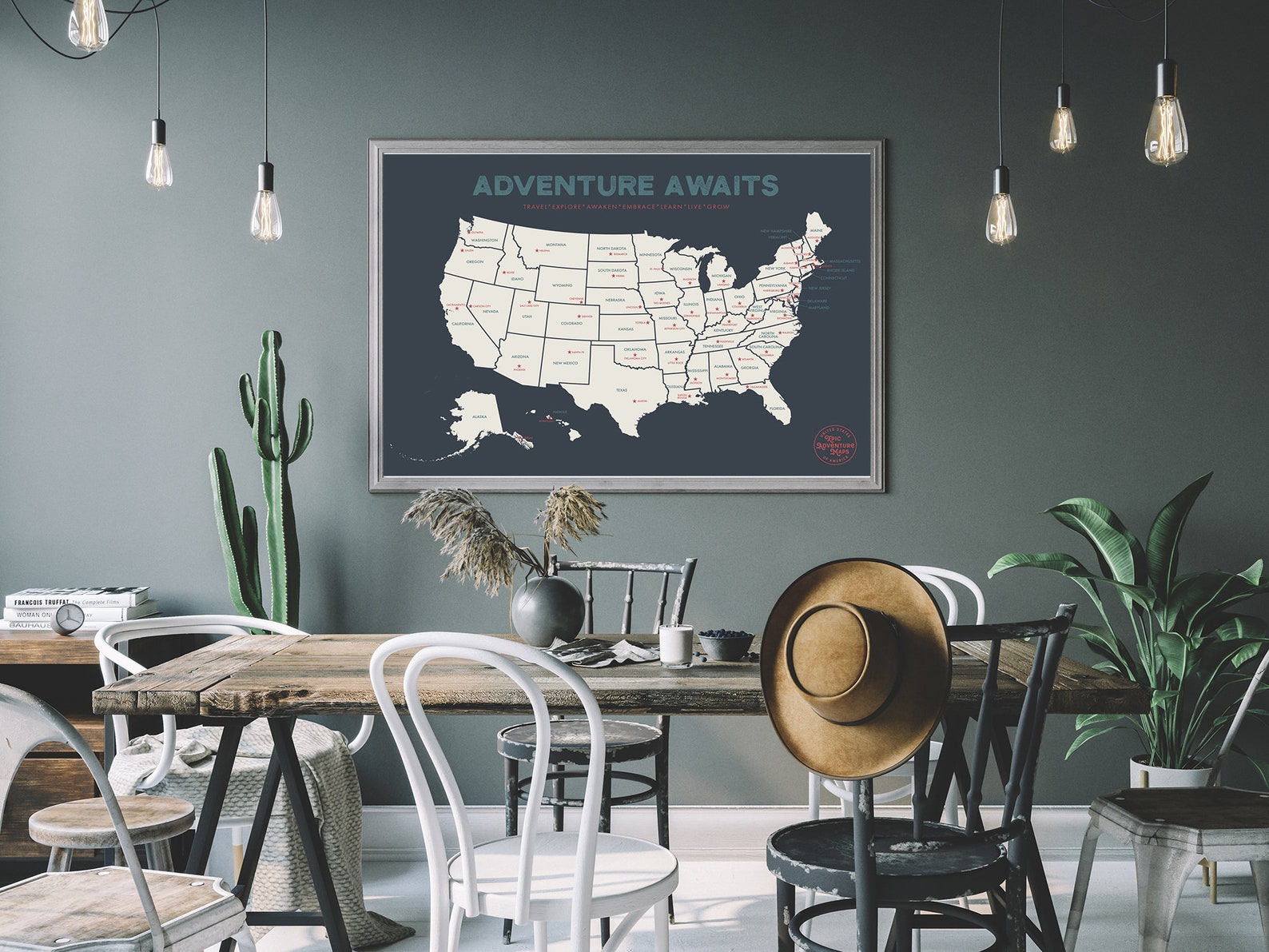 USA Push Pin Map Poster - Travel Map to Track Your Travels Around the ...