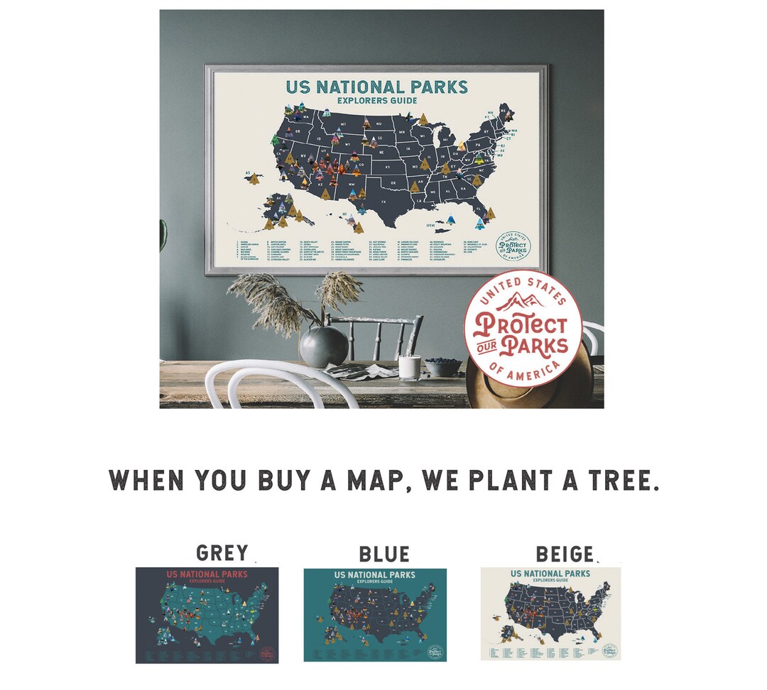 National Park Scratch off Map - Scratch off Travel Poster Reveals ...