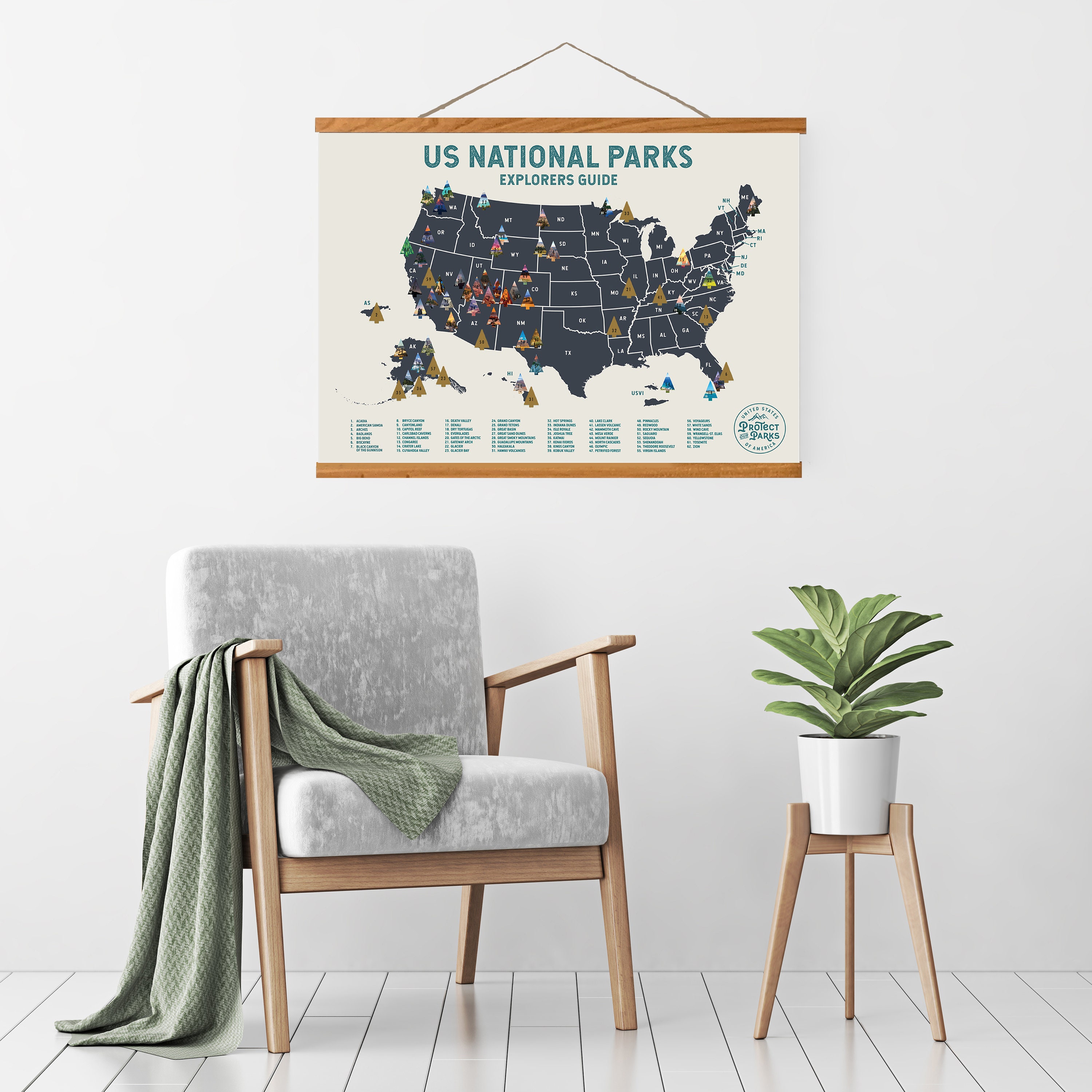 USA National Park Scratch off Map + Magnetic Frame - Scratch off Travel ...