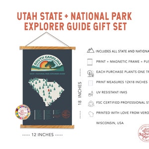 Utah State Parks Poster, Gorgeous Map of Utah Featuring National and ...