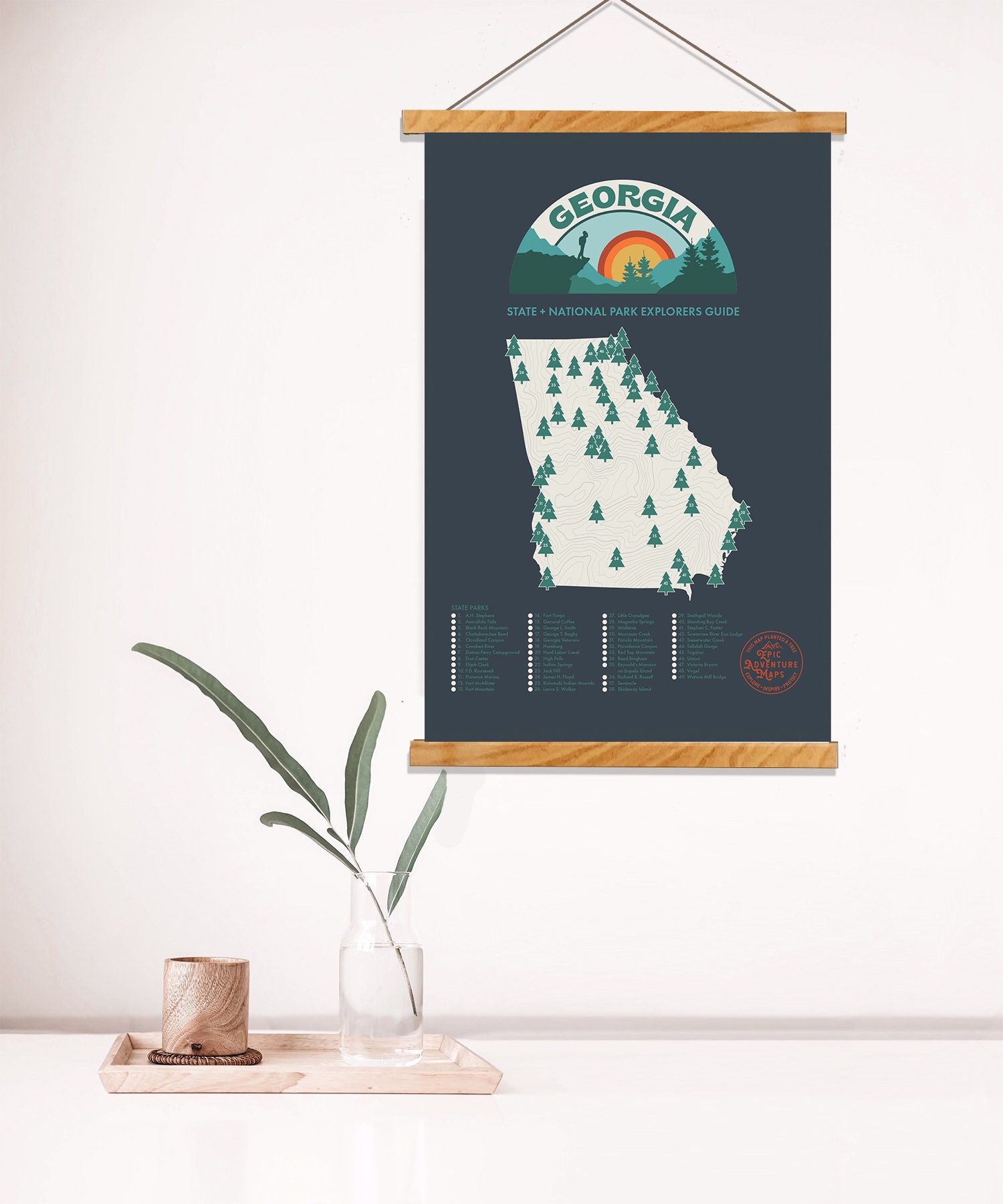 Georgia State Parks Poster, Gorgeous Map of Georgia Featuring National ...