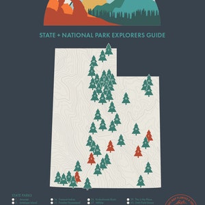 Utah State Parks Poster, Gorgeous Map of Utah Featuring National and ...