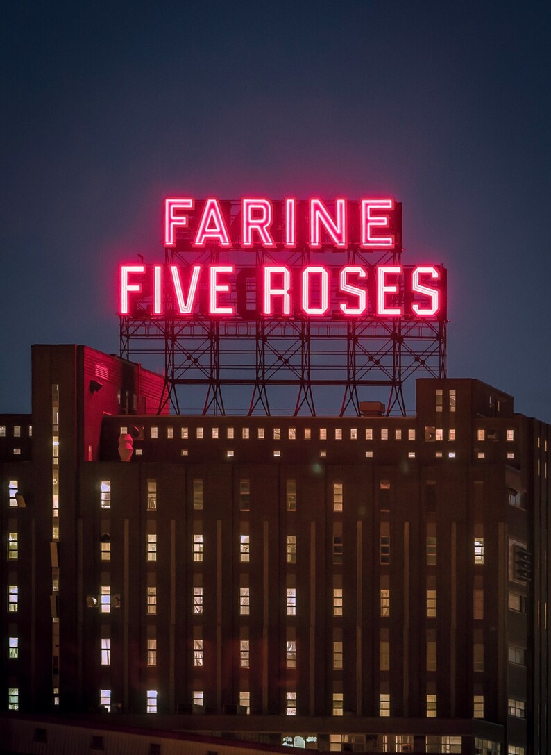Poster Farine Five Roses Montreal. Landmark Historical Building in ...