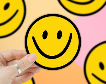 Yellow Smiley Face Sticker - Etsy