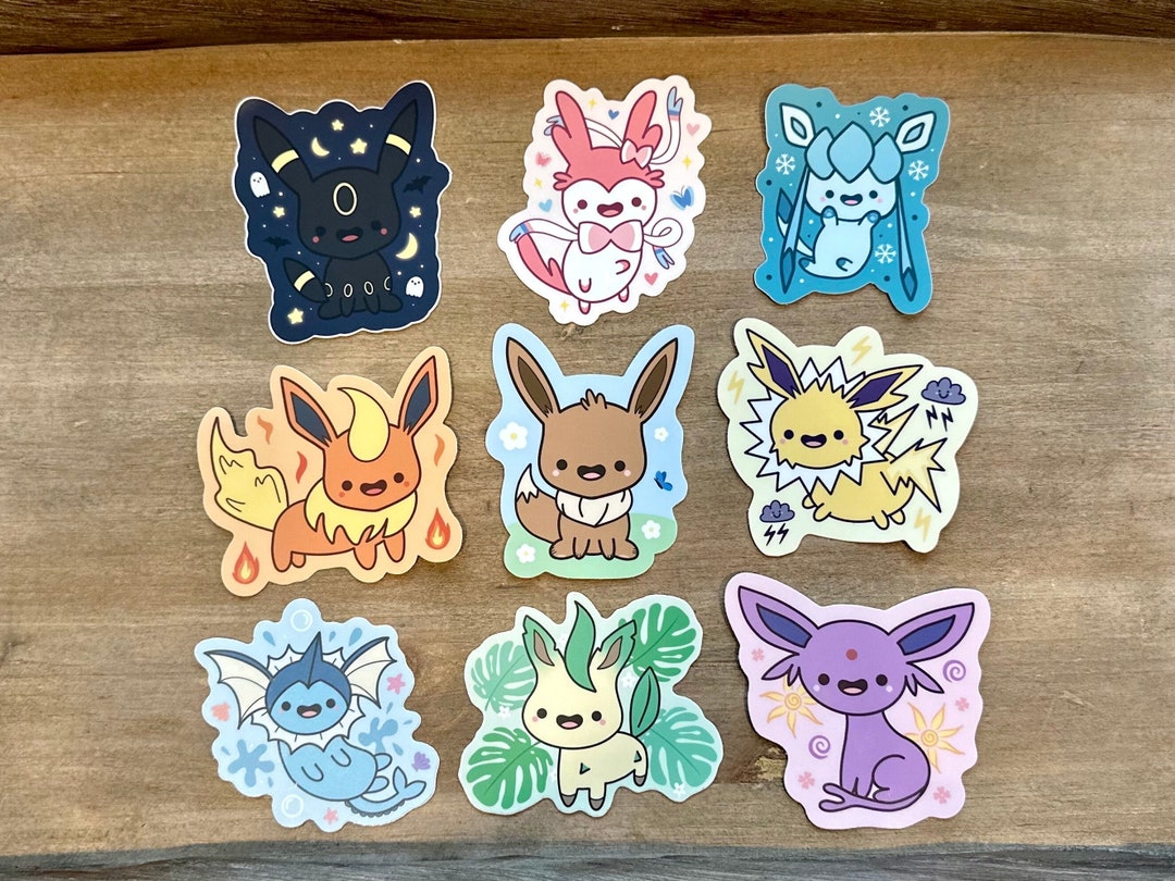 Cute Eeveelution Vinyl Stickers, Pokemon Waterproof and Weatherproof ...