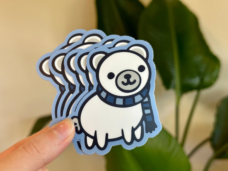 Polar Bear Sticker, Waterproof Vinyl Sticker, Winter Sticker for Water ...