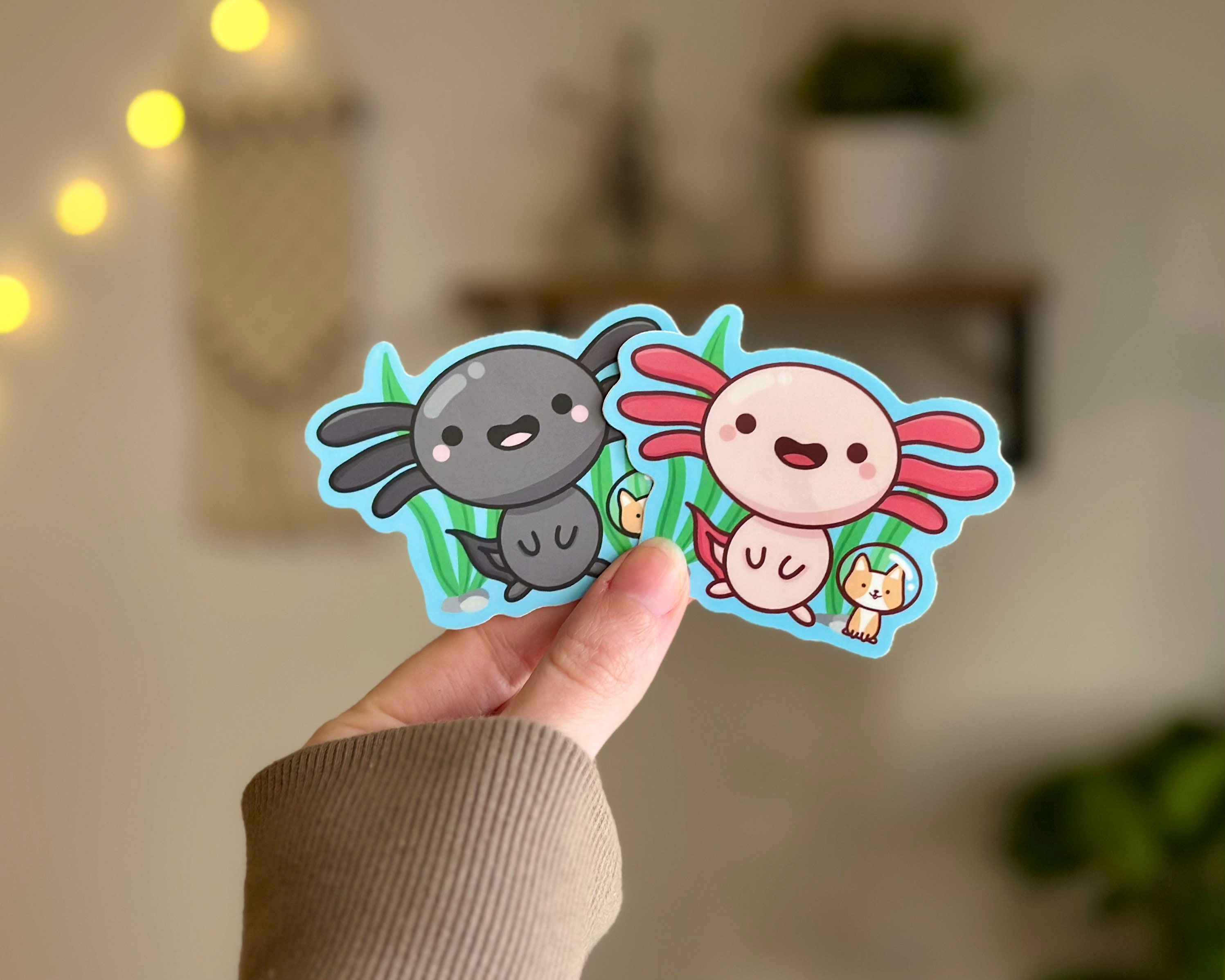 Axolotl Sticker, Pink Axolotl Sticker, Black Axolotl Sticker, Kawaii ...