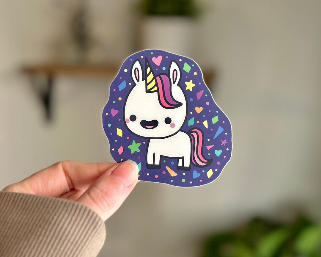 Cute Unicorn Sticker, Kawaii Unicorn Sticker, Pegasus Sticker, Unicorn ...