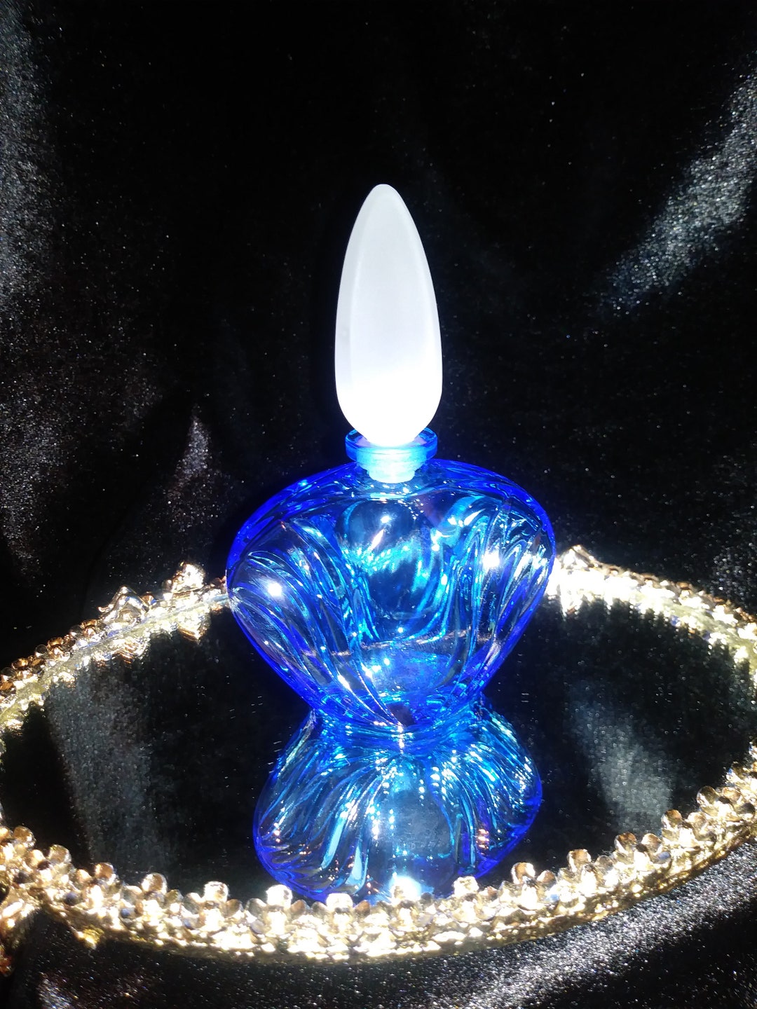 Vintage Avon Blue Perfume Bottle With Frosted Dabber - Etsy Norway