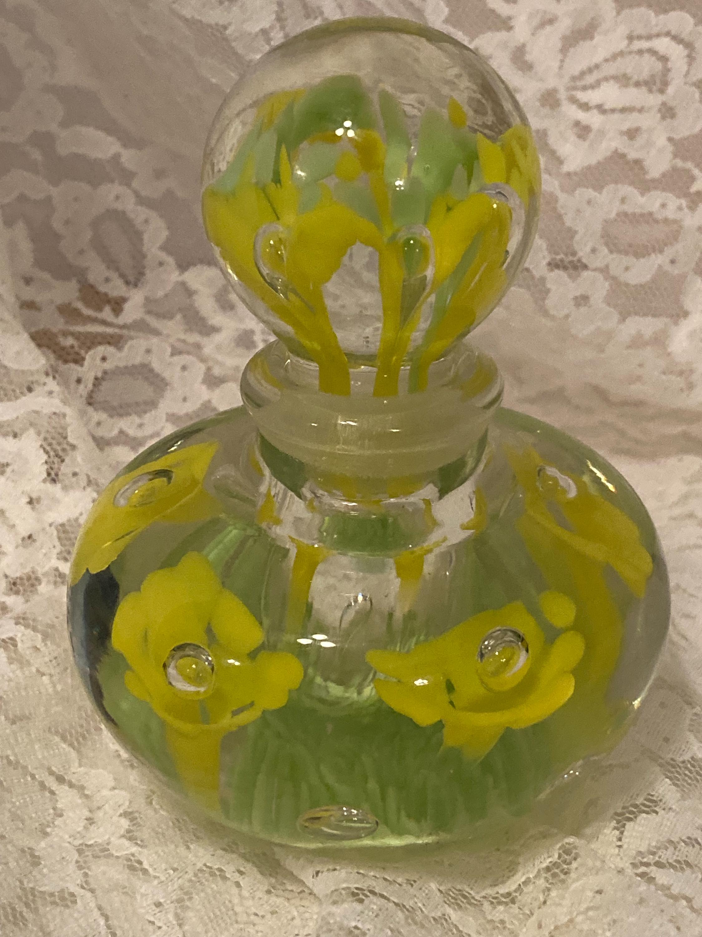 Heavy Art Glass Daffodil Dream Perfume Bottle - Etsy