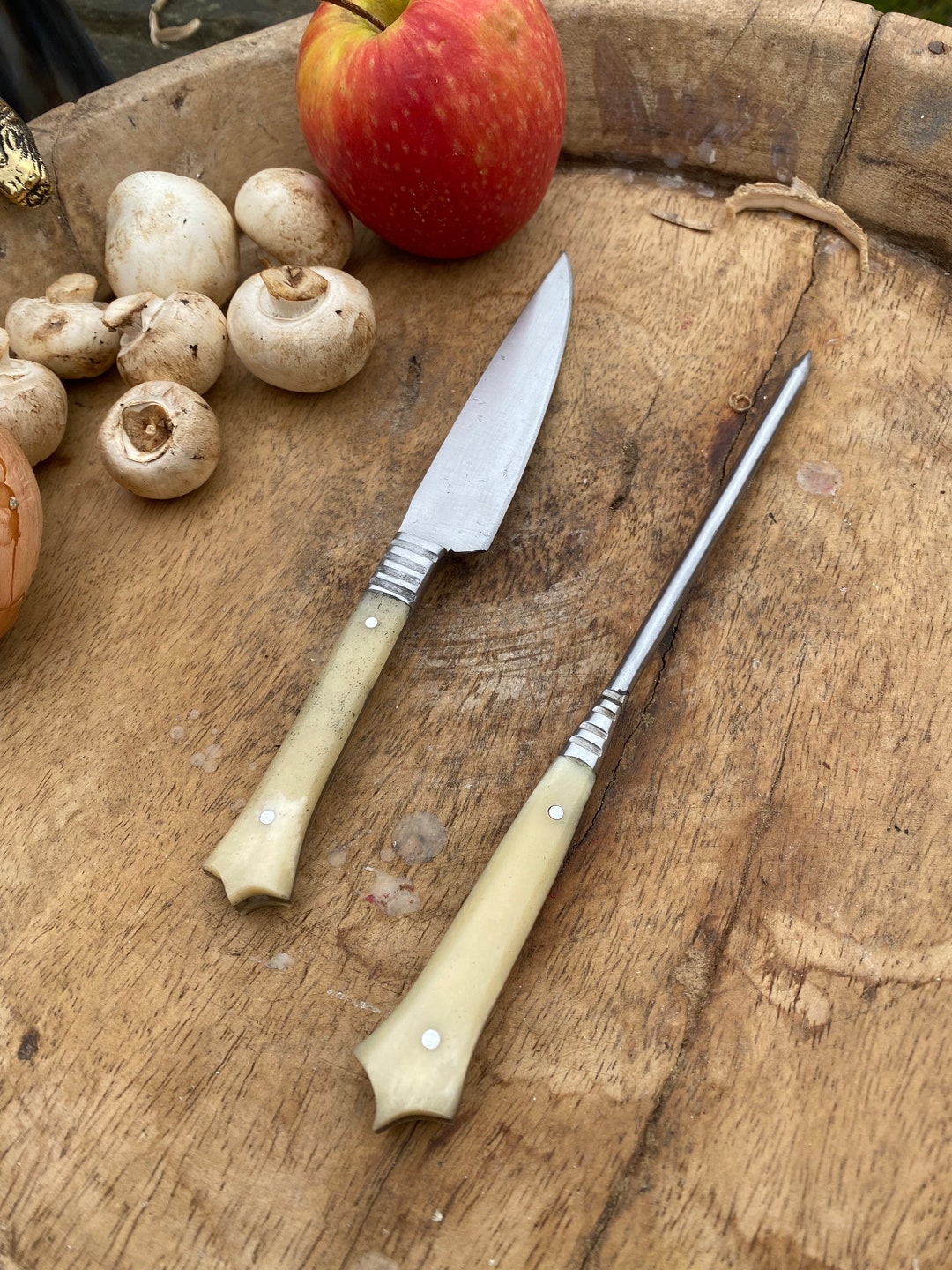 Medieval Cutlery Set. Bone Handled Knife and Pick - Etsy