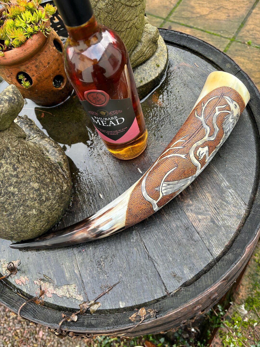 Viking Drinking Horn, With Odins Ravens - Etsy