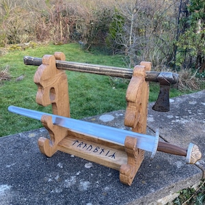 Sword Stand, Viking Axe Stand, Hand Carved - Etsy