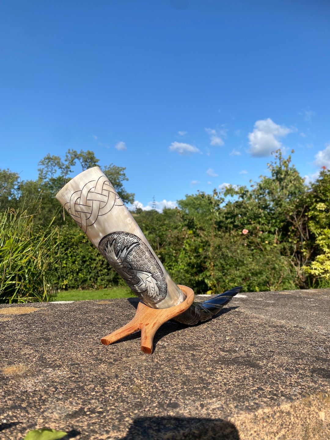 Carved Viking Drinking Horn, Odins Ravens - Etsy