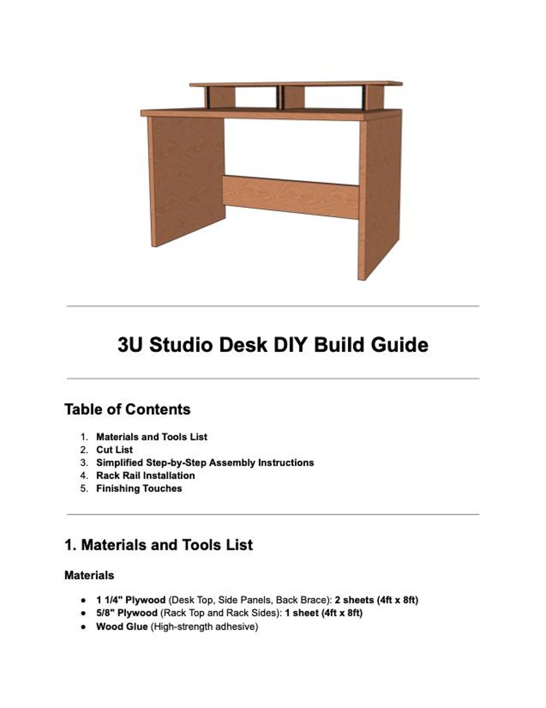 3u Studio Desk Design Plans - Etsy