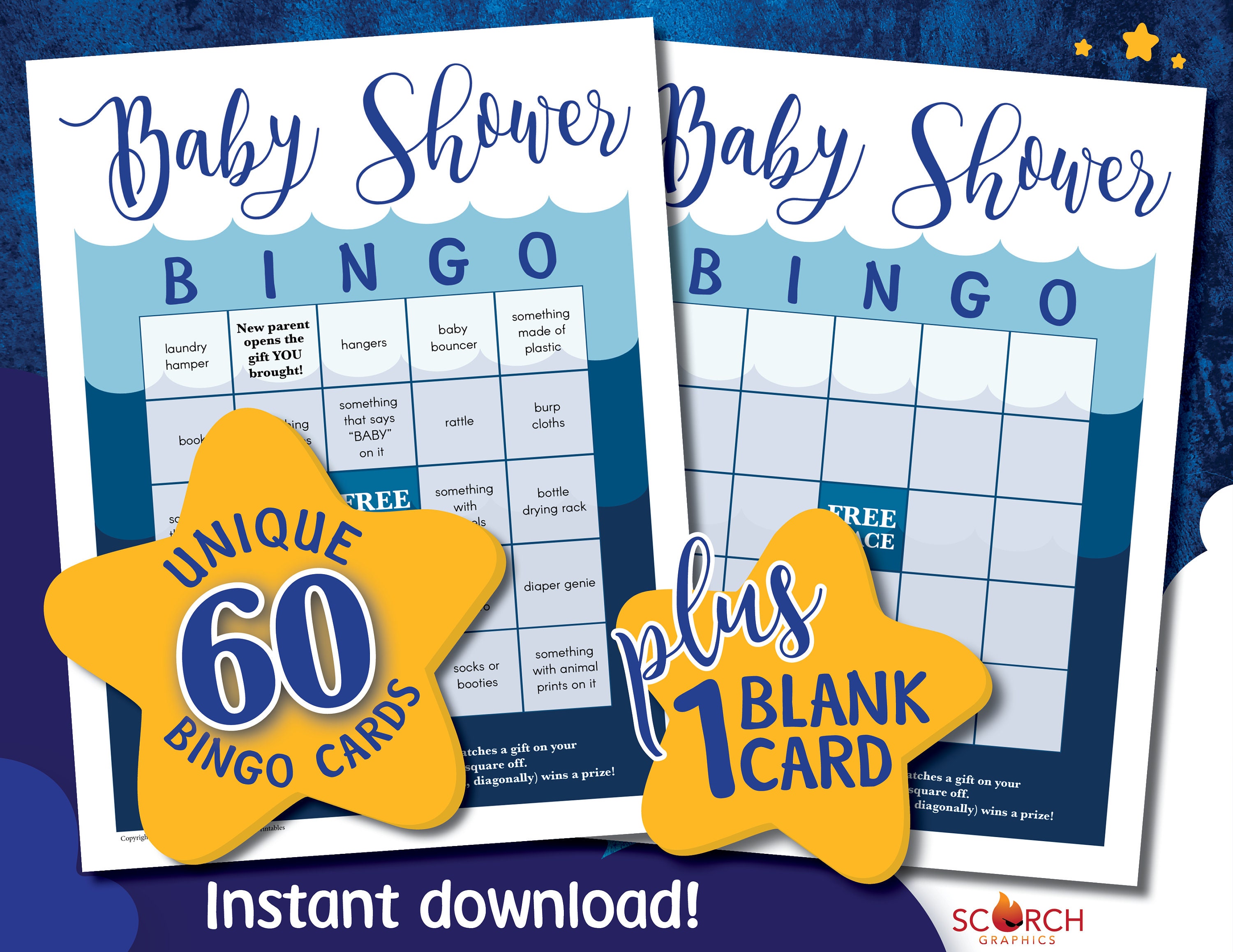 Under the Sea, Baby Shower Bingo Game Cards; 60 Pre-filled, 1 ...