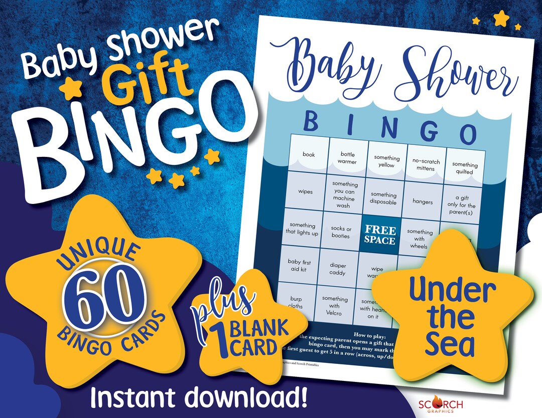 Under the Sea Baby Shower Bingo Game Cards 60 Pre-filled 1 - Etsy Australia