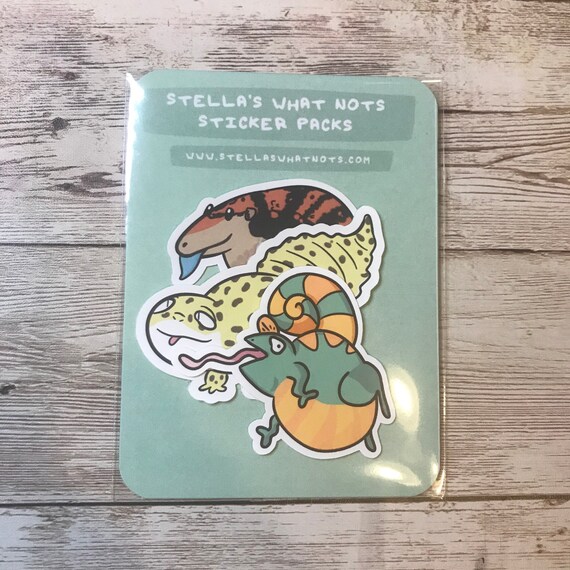 Derpy Lizard Sticker Pack Laminated Sticker | Etsy