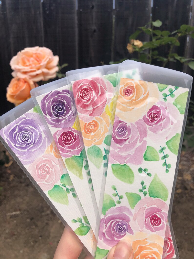 Rose Trio Bookmarks - Etsy