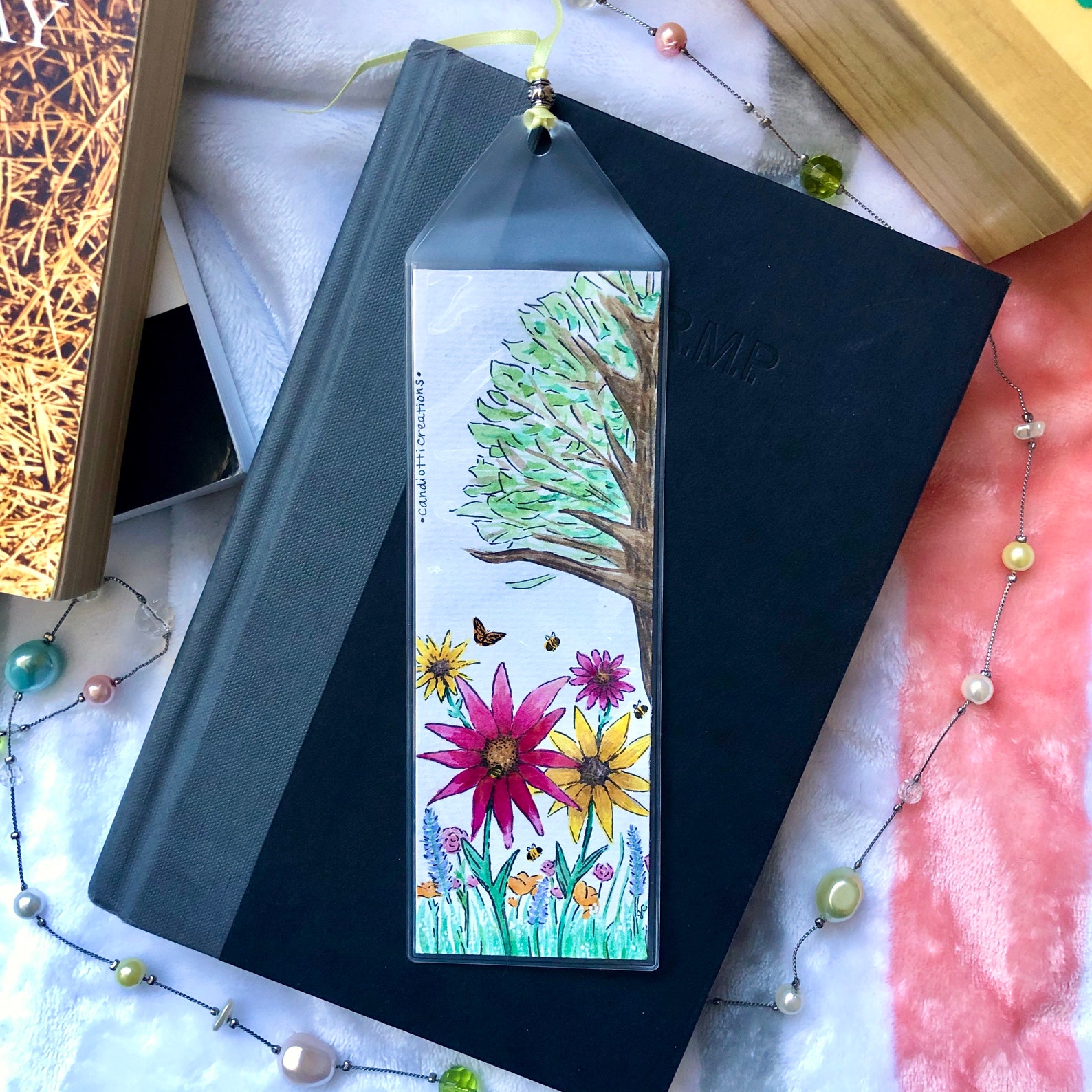 Wildflowers Hand-painted Bookmark - Etsy