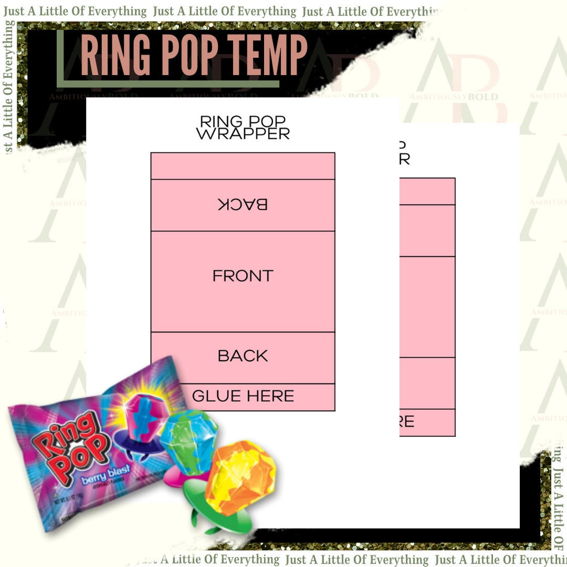 Ring Pop Wrapper Template, Ring Pop Template, Ring Pop Wrapper, Party ...