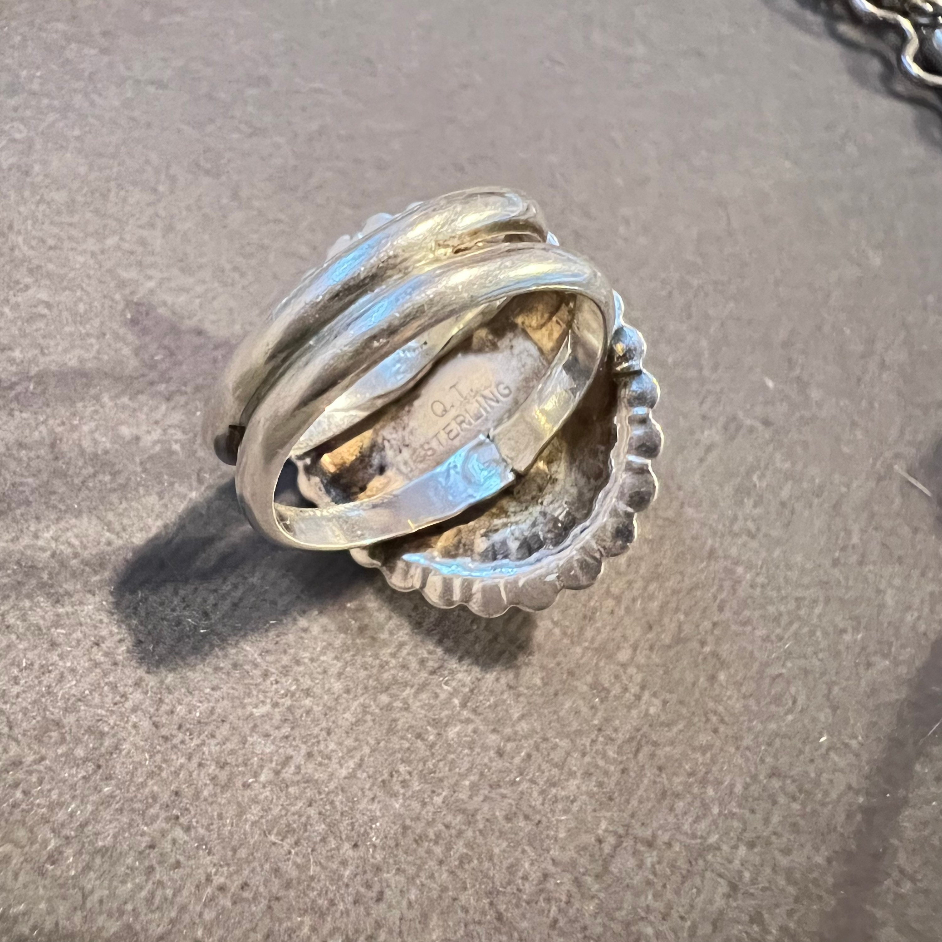 Quoc Turquoise Inlaid QT Sterling Silver Ring Size 7 - Etsy
