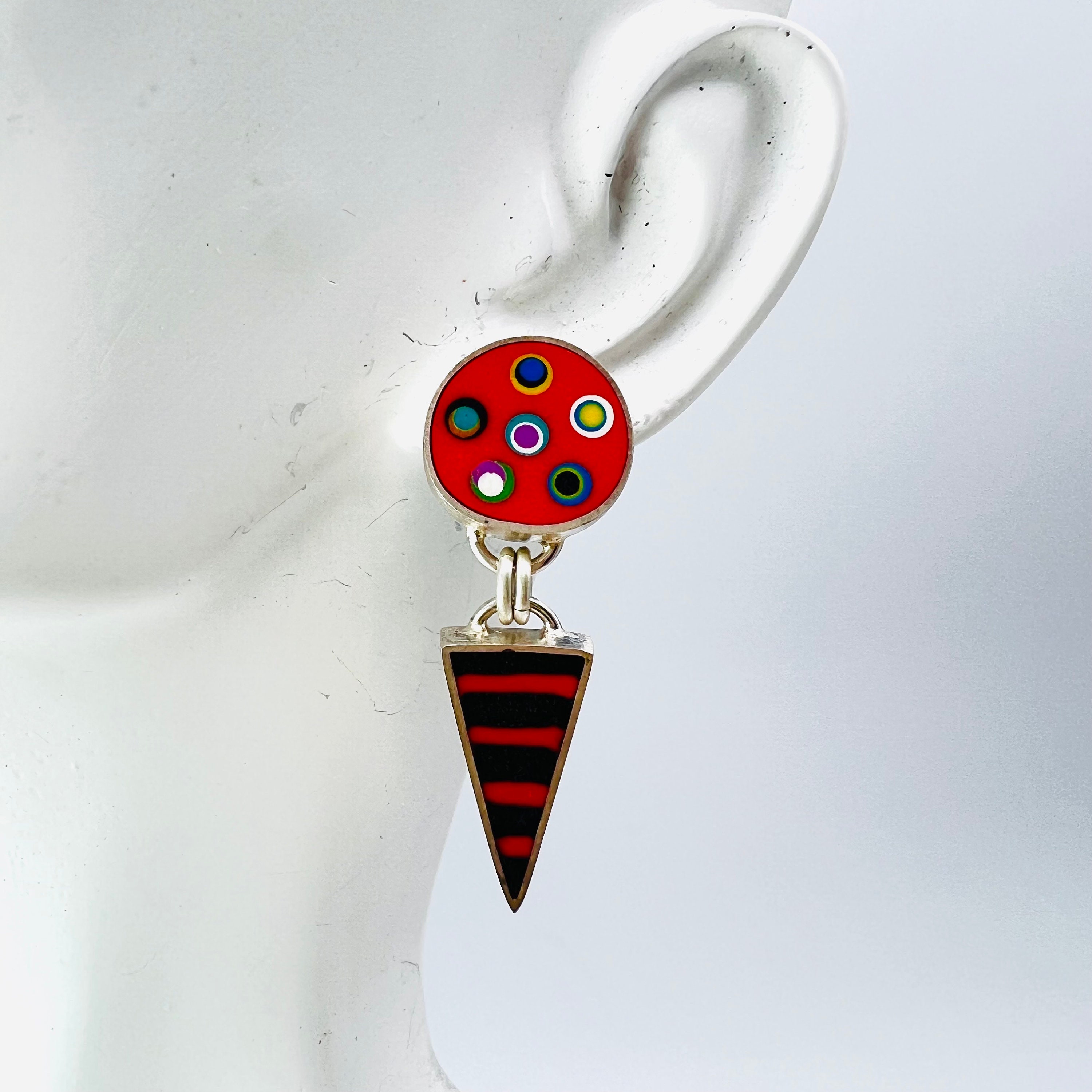 Susan Dyer Sterling Silver & Polymer Earrings Post Modern Vintage ...