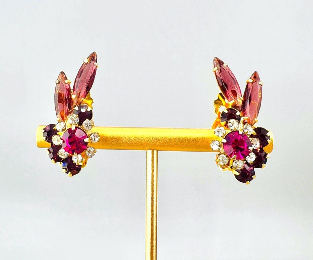 Juliana Earrings Violet Navette Clip - Etsy
